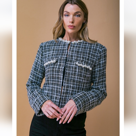 Flying Tomato | Jackets & Coats | Last One Soiree Tweed Cropped Jacket ...